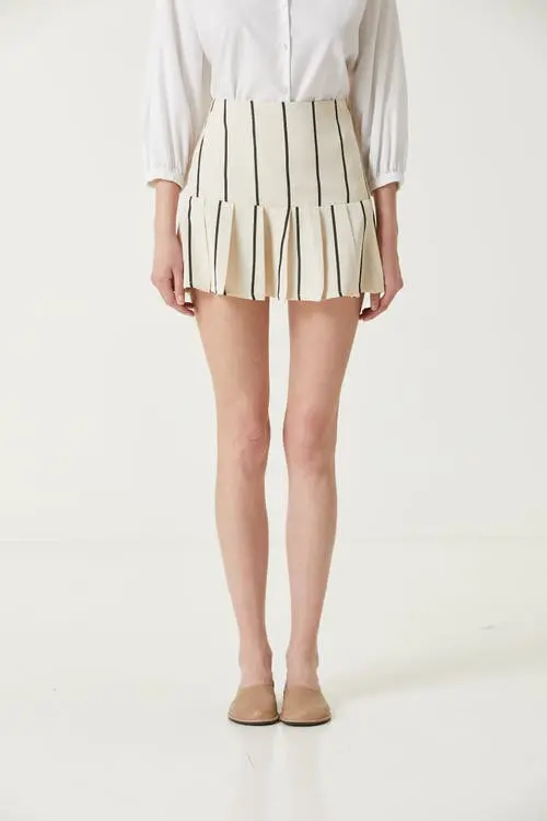 PCFG Silk And Linen Blend Mini Skirt - Beige