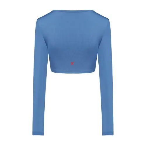 PCFG Long Sleeve Square Neck Cropped Top - Blue