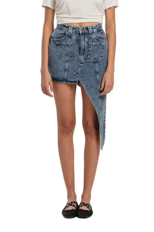 PCFG Asymmetrical Cutout Denim Skirt