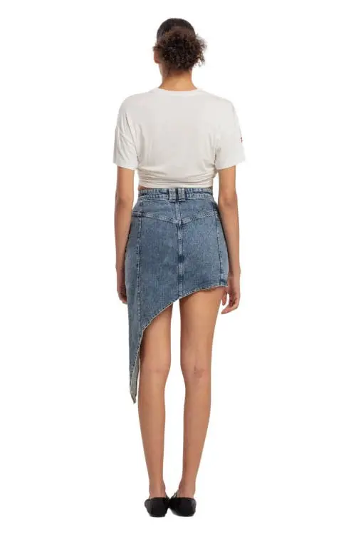 PCFG Asymmetrical Cutout Denim Skirt