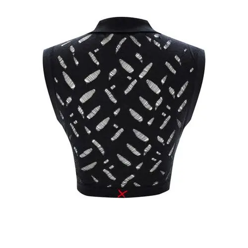 PCFG Cropped Ripped Knit Top