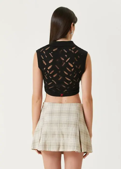 PCFG Cropped Ripped Knit Top