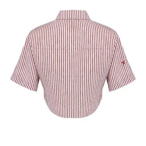 PCFG Pure Linen Striped Crop Shirt
