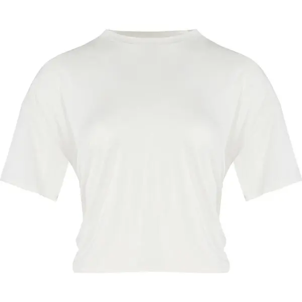 PCFG Cropped Draped T-shirt - White Blanc De Blanc
