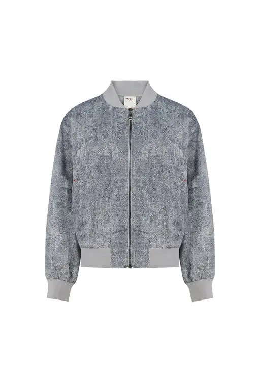 PCFG Linen Blend Bomber Jacket With Distressed Look
