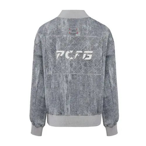 PCFG Linen Blend Bomber Jacket With Distressed Look