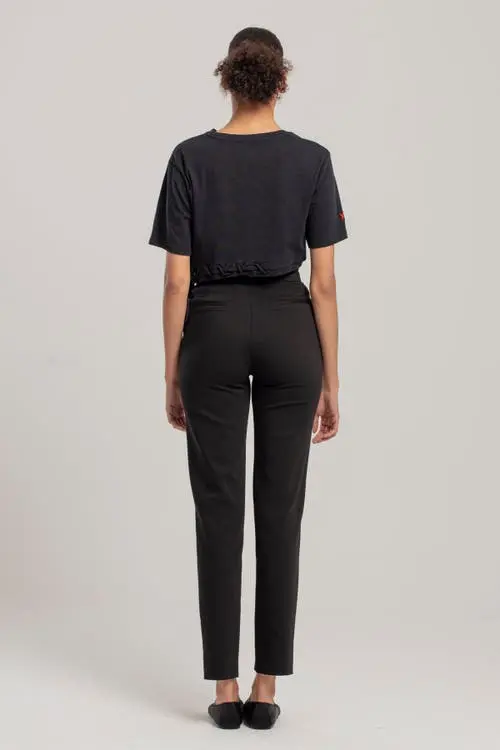 PCFG Pure Cotton Asymmetrical Crop T-shirt With Tie Detail