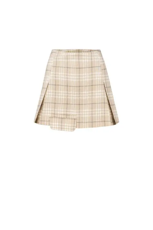 PCFG Pleated Mini Skirt - Beige