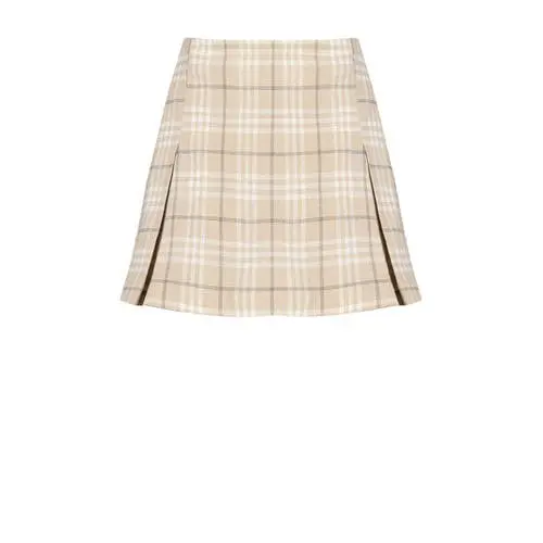 PCFG Pleated Mini Skirt - Beige