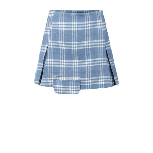 PCFG Linen Blend Free Heaven Pleated Mini Skirt - Blue