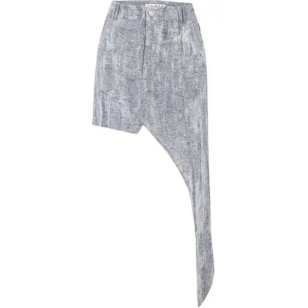 PCFG Asymmetrical Distressed Denim Mini Skirt - Blue