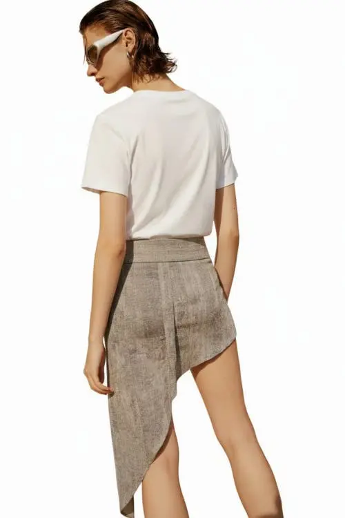 PCFG Asymmetrical Cut Out Denim Skirt - Blue