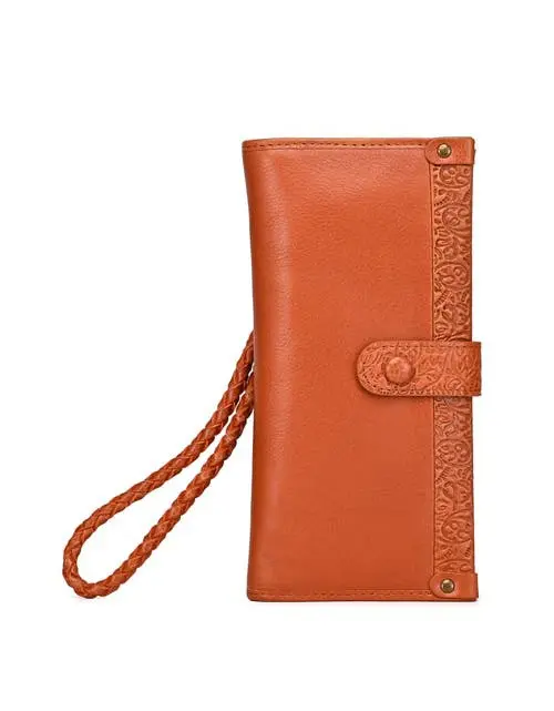 OLD TREND Iris Genuine Leather Modular Rfid Wristlet Clutch - Cognac