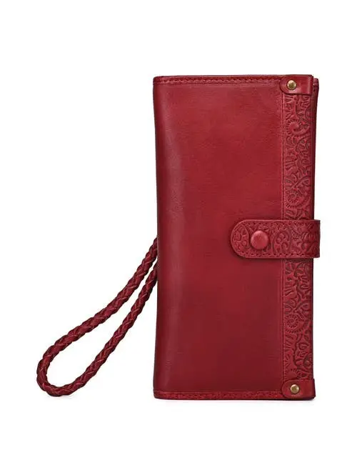 OLD TREND Iris Genuine Leather Modular Rfid Wristlet Clutch - Maroon