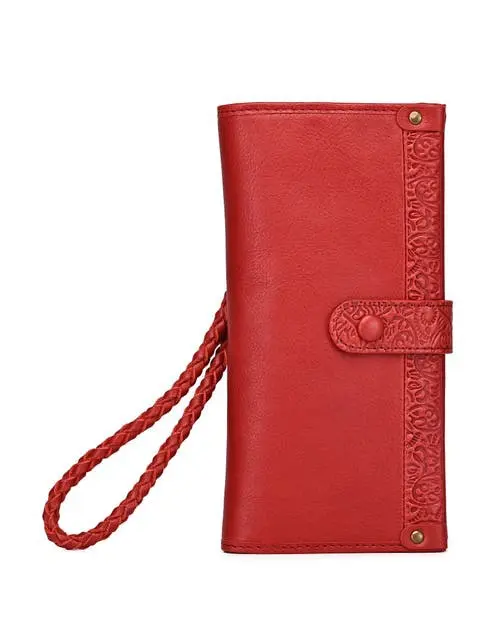 OLD TREND Iris Genuine Leather Modular Rfid Wristlet Clutch - Red