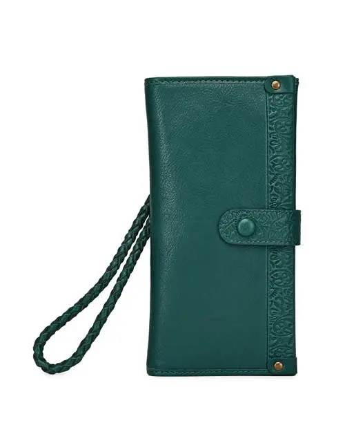 OLD TREND Iris Genuine Leather Modular Rfid Wristlet Clutch - Teal