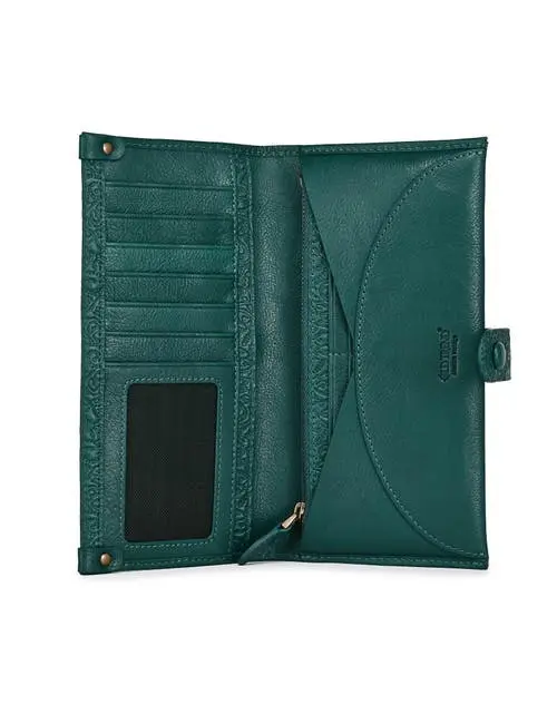 OLD TREND Iris Genuine Leather Rfid Wristlet Clutch - Teal
