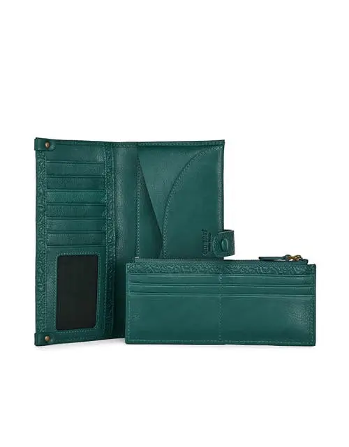 OLD TREND Iris Genuine Leather Rfid Wristlet Clutch - Teal