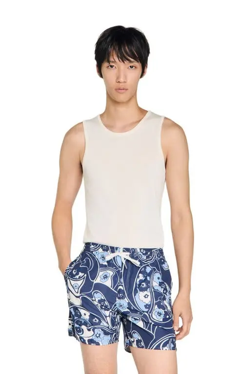 Sandro Printed Swim Shorts