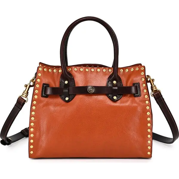 OLD TREND Westland Genuine Leather Studded Mini Tote - Caramel