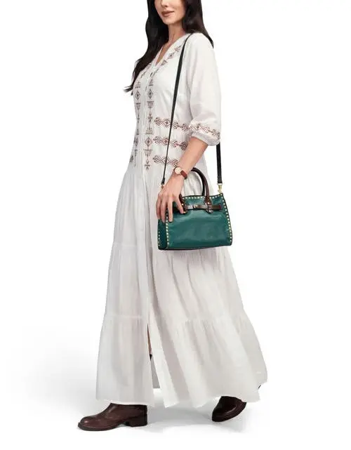 OLD TREND Westland Genuine Leather Studded Mini Tote - Teal