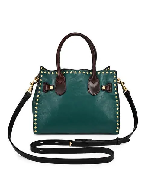 OLD TREND Westland Genuine Leather Studded Mini Tote - Teal