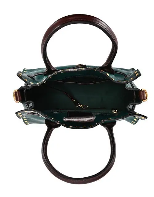 OLD TREND Westland Genuine Leather Studded Mini Tote - Teal