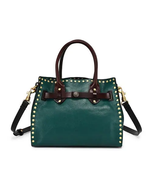 OLD TREND Westland Genuine Leather Studded Mini Tote - Teal