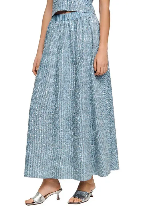 Sandro Long Sequined Skirt - Blue