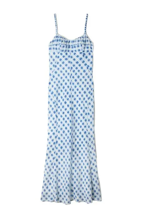 Sandro Gingham Linen Maxi Dress - Blu/white