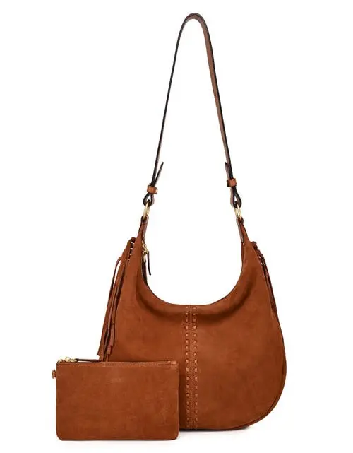 OLD TREND Leather Suede Heritage Shoulder Bag - Brown