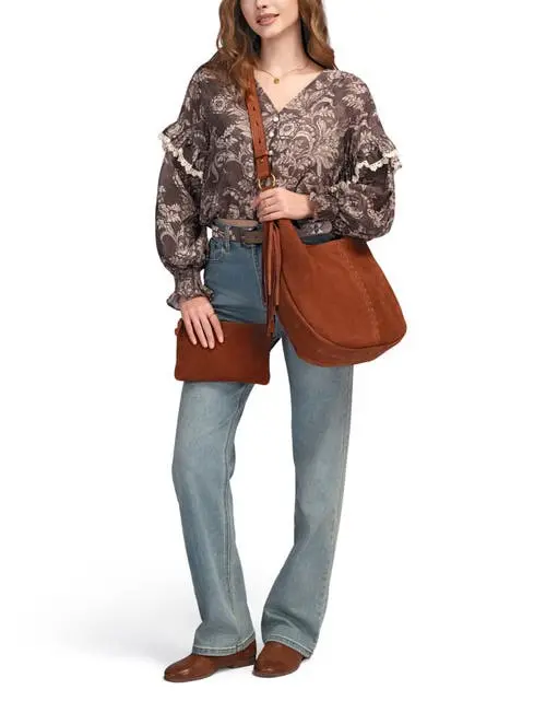 OLD TREND Leather Suede Heritage Shoulder Bag - Brown