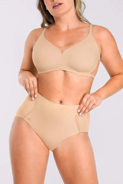 SHAPELLX Curve Code Contour Comfy Smoothing Brief - Beige