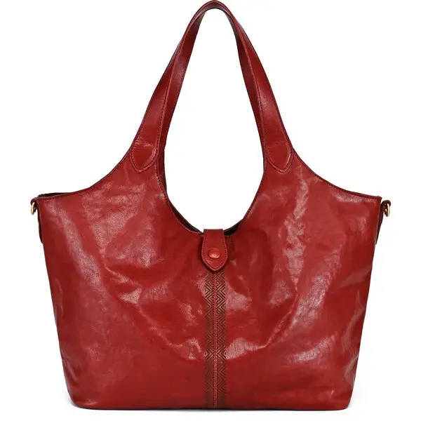 OLD TREND Marigold Genuine Leather Spacious Refined Carryall Tote - Burgundy