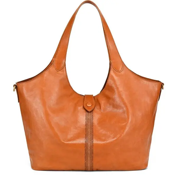 OLD TREND Marigold Genuine Leather Spacious Refined Carryall Tote - Caramel