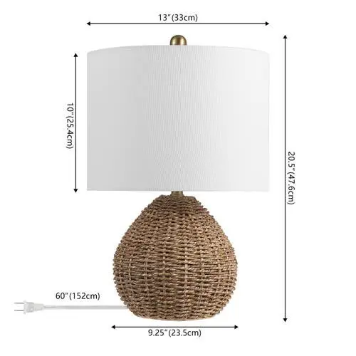 JONATHAN Y Kona Classic Rattan/iron Led Table Lamp