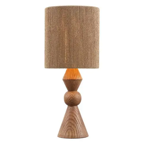 JONATHAN Y Orbic Taper Cottage Resin/metal Led Table Lamp With Paper Rope Shade - Brown Wood Finish
