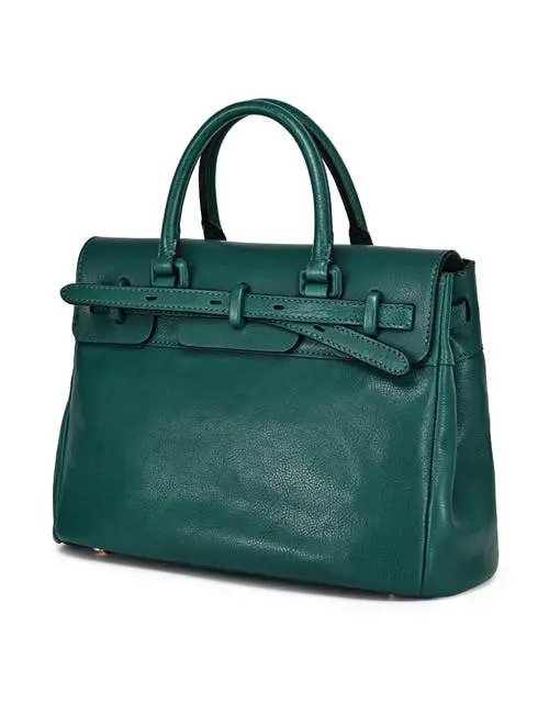 OLD TREND Wishbone Genuine Leather Heritage Satchel - Teal