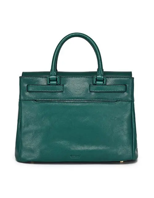 OLD TREND Wishbone Genuine Leather Structured Heritage Satchel - Teal