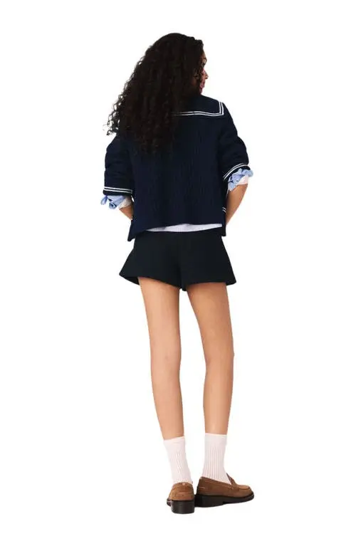 Maje Tweed And Denim Shorts