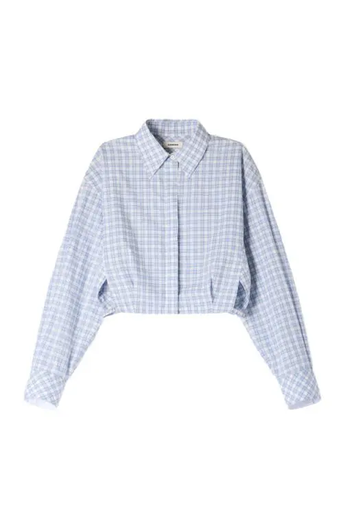 Sandro Cropped Checked Shirt - Blu/white