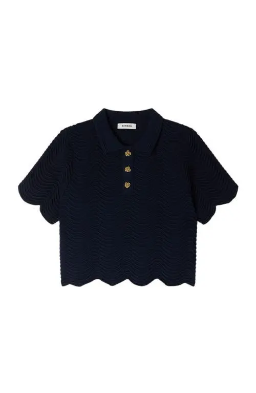Sandro Short Knit Polo-style Sweater - Navy Blue