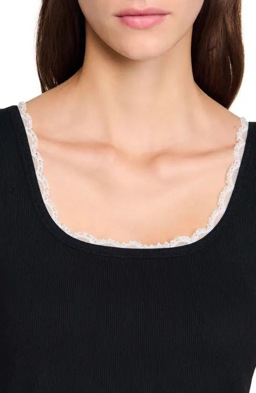 Sandro Beaded Embroidered Cotton Vest Top - Black