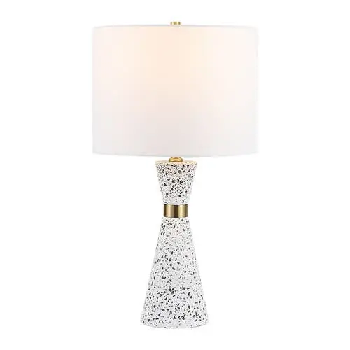 JONATHAN Y Artezza Contemporary Hourglass Terrazzo/iron Led Table Lamp - White/gray Terrazzo