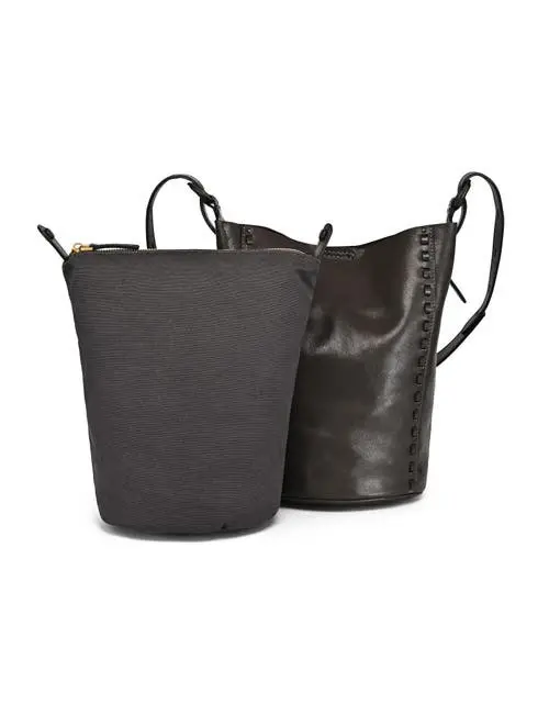OLD TREND Juniper Genuine Leather Woven Barrel Crossbody Bag - Slate