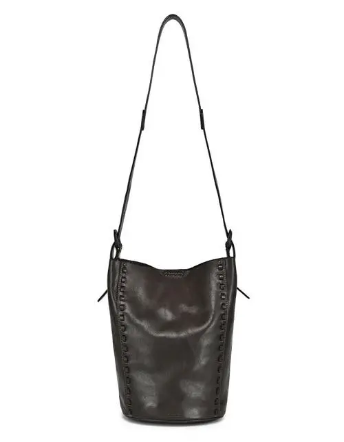 OLD TREND Juniper Genuine Leather Woven Barrel Crossbody Bag - Slate