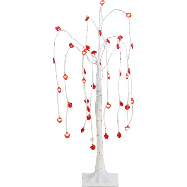 NEARLY NATURAL 3-ft Pre-lit Artificial Valentine's Day Willow Tree With 40 Heart Shaped Led Lights - White