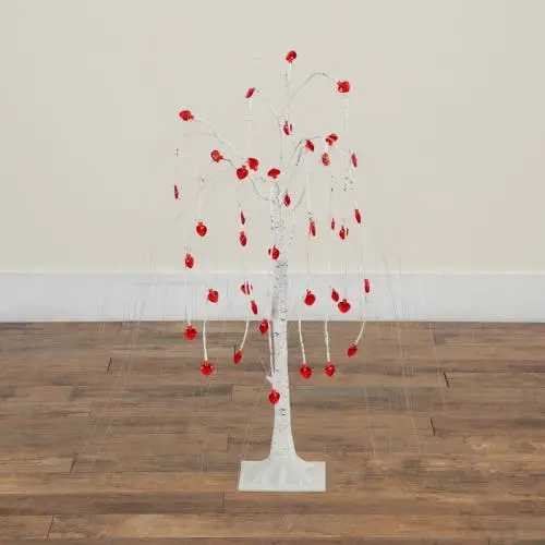 NEARLY NATURAL 3-ft Pre-lit Artificial Valentine's Day Willow Tree With 40 Heart Shaped Led Lights
