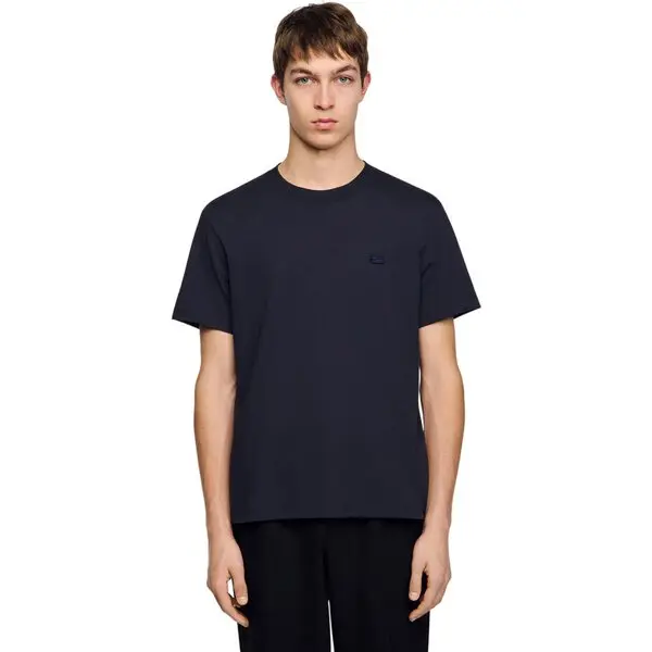 Sandro T-shirt With Double S Patch - Navy Blue