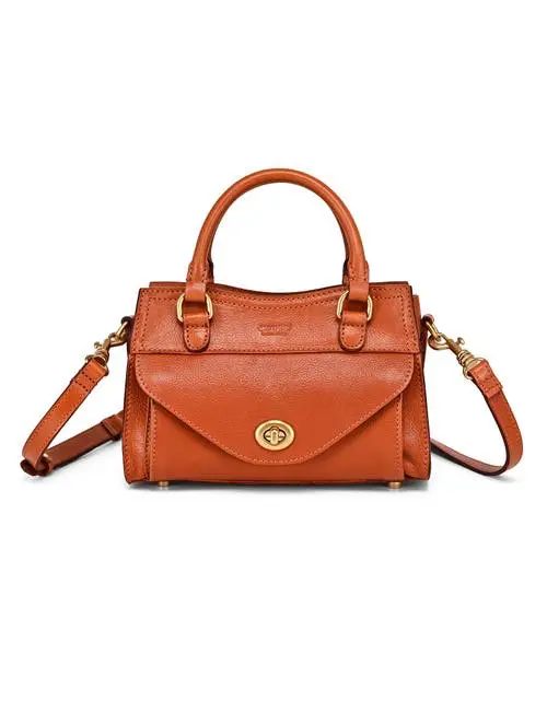 OLD TREND Lockwood Genuine Leather Satchel - Cognac